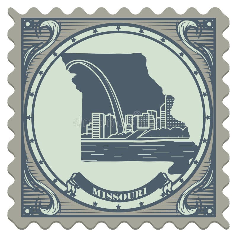 Missouri State Postage Stamp. Vector Illustration Decorative Design ...