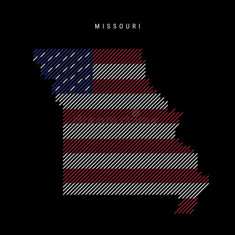 Missouri US State Hatched Silhouette Map of Slanted Lines Pattern. Flat ...