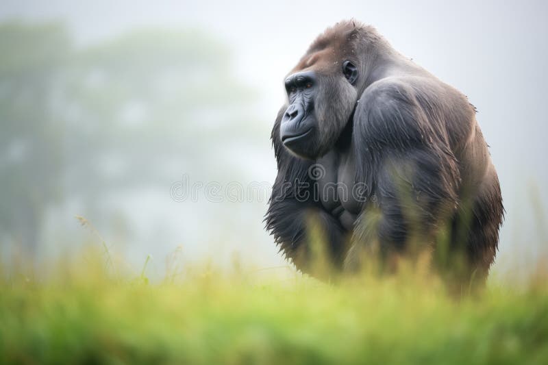 Mist Accentuating Silverbacks Regal Posture Stock Illustration ...