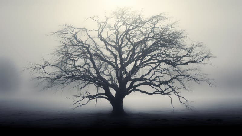 Mist black tree stock illustration. Illustration of branches - 361136846