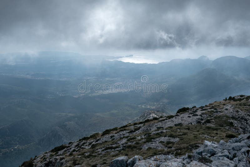 Mist, Clouds and Light on the Plain from the Mountains Stock Image ...