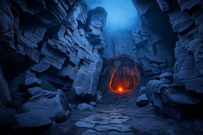 In a Mist-covered Valley, a Winding Path Stretches Towards a Far-off ...