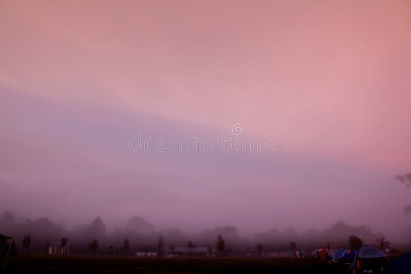 The Mist Covered the Wide Area in the Evening. Stock Photo - Image of ...