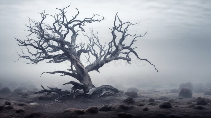 Mist dead tree stock illustration. Illustration of ethereal - 361792407