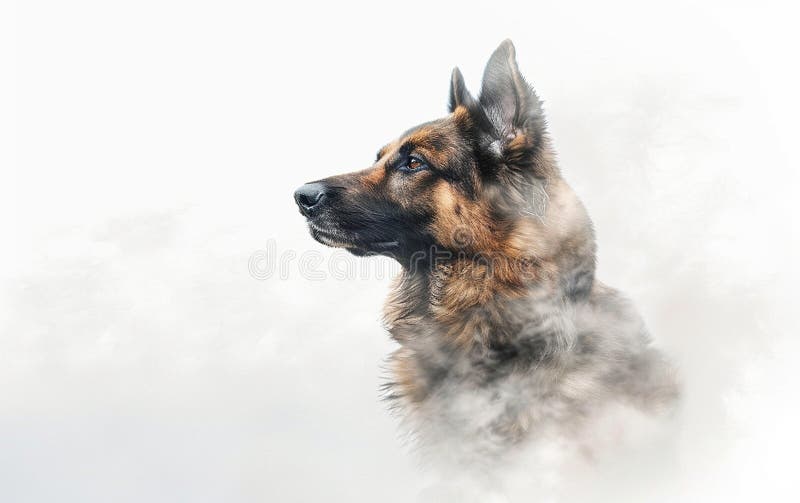 Mist Dog Against White -Generative Ai Stock Illustration - Illustration ...