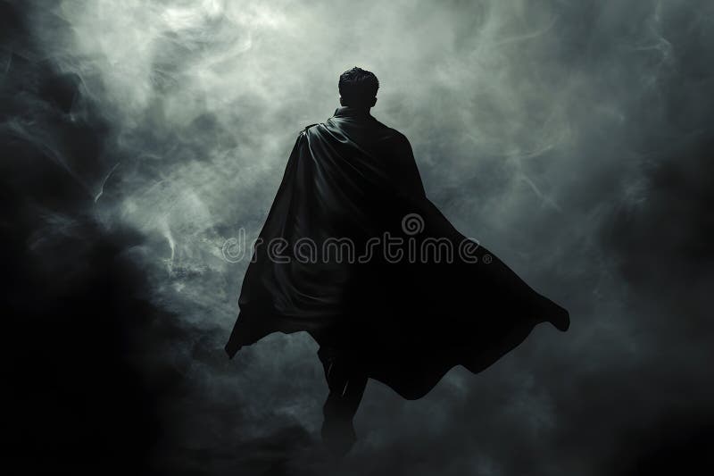 Into the Mist: a Figure in a Dark Cape Stock Illustration ...