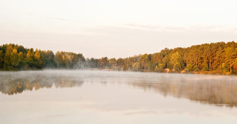 Mist on lake stock image. Image of morning, autumn, lake - 11025493