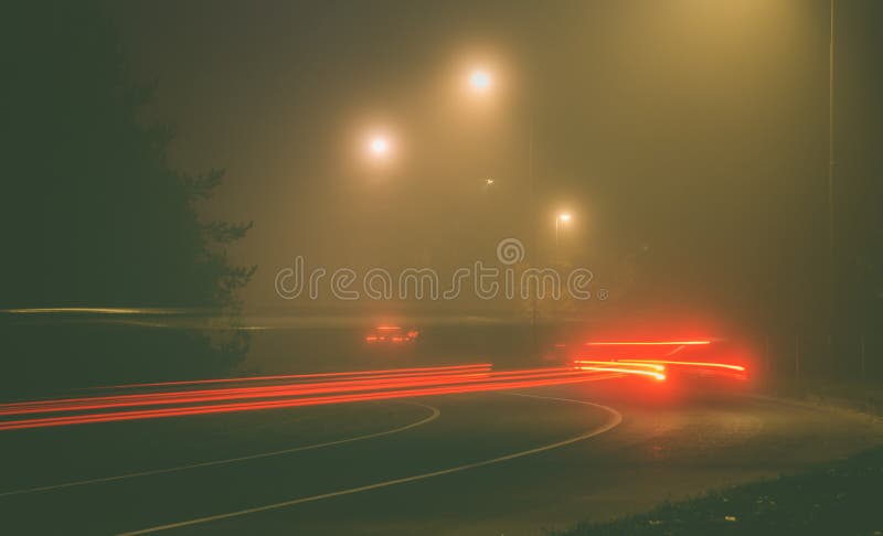 Mist at night and road stock image. Image of dark, road - 170268201