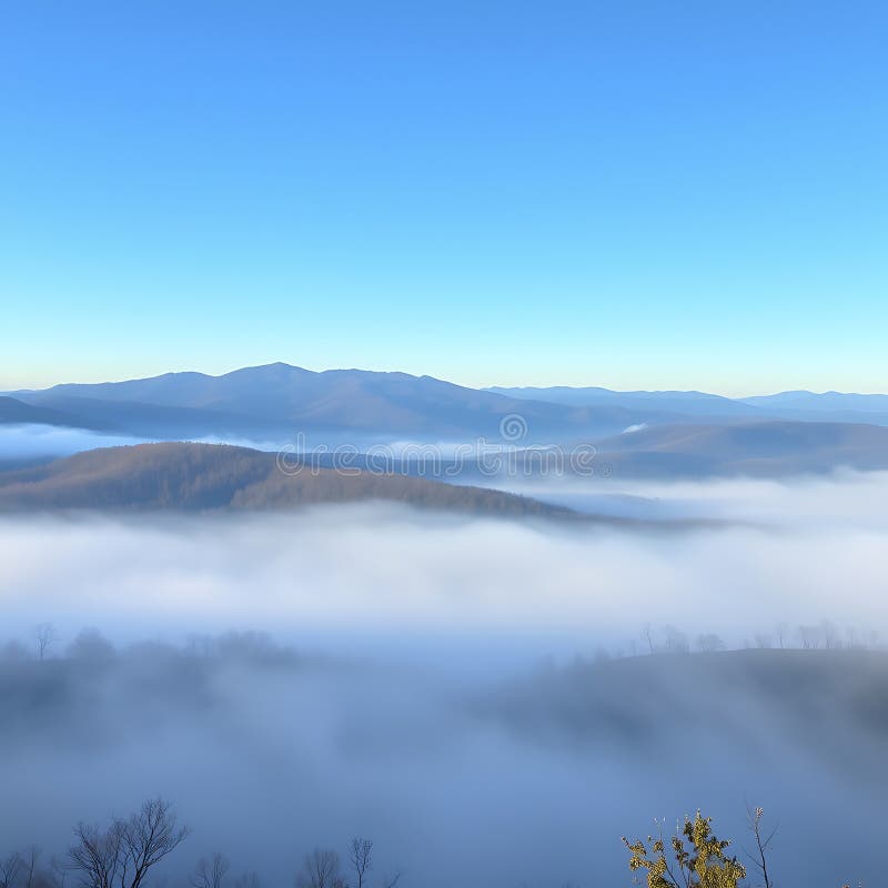 Mist Over Appalachian Mountains at Dawn Stock Illustration ...