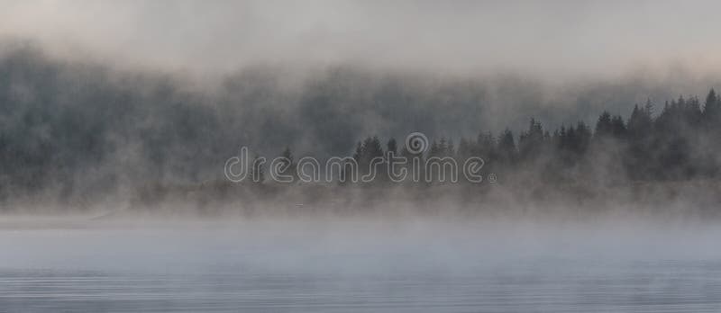 Mist Over Lake Early Morning Stock Image - Image of morning, river ...