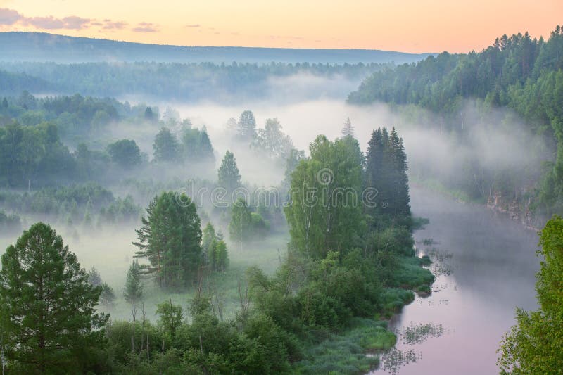 Mist over the river stock photo. Image of sunrise, park - 206821994