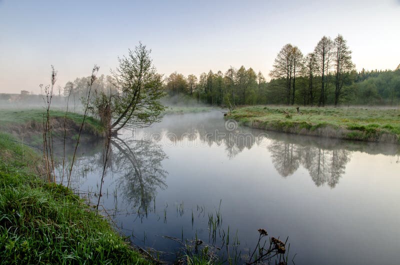 Mist over the river stock photo. Image of landscape, grass - 72445356