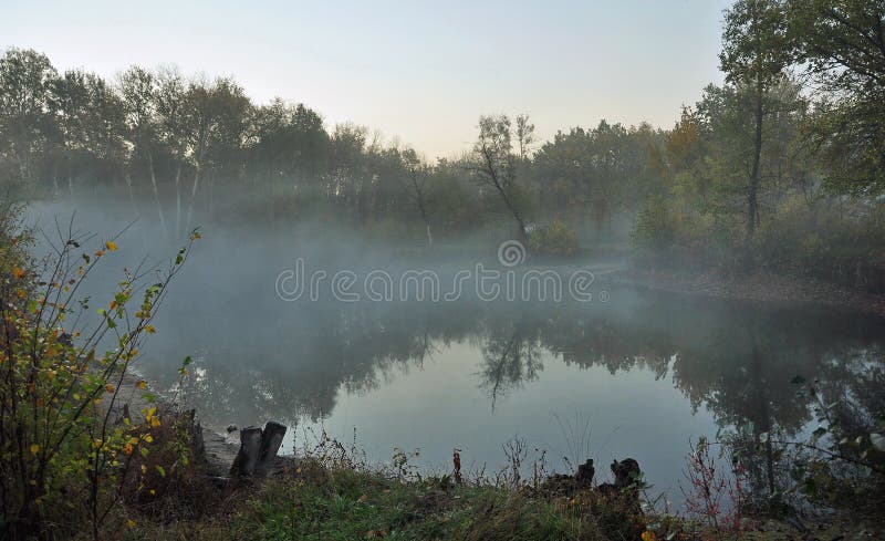 Mist over the water stock image. Image of still, smooth - 68742751