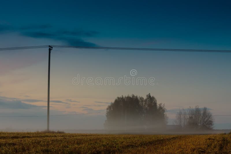 Mist Rising Early in the Evening Stock Image - Image of telephone ...