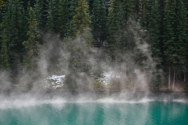 Mist Rising from Mountain Lake Stock Image - Image of pond, forest ...