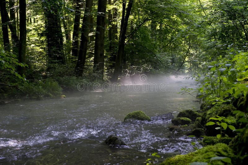 Mist Rising Over River at Dawn Stock Photo - Image of nature, landscape ...