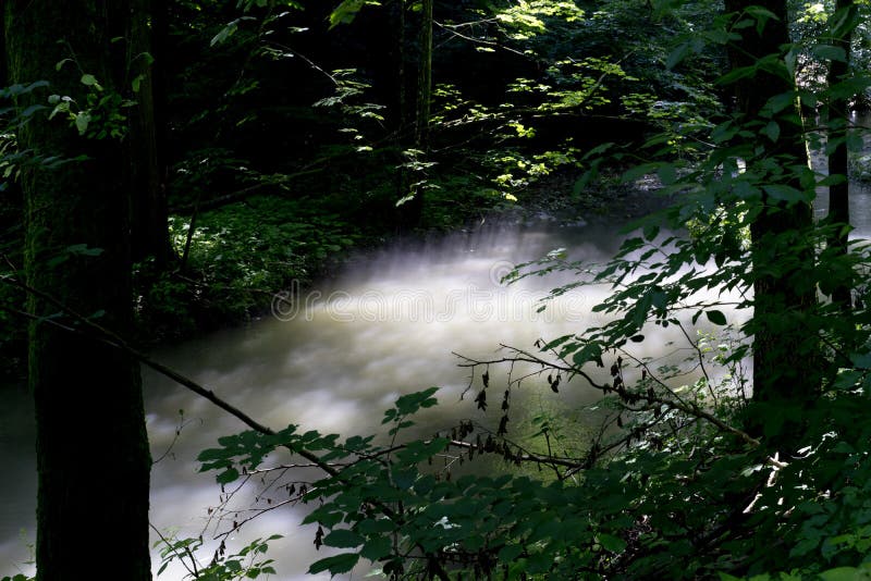 Mist Rising Over River at Dawn Stock Image - Image of beauty, calm ...