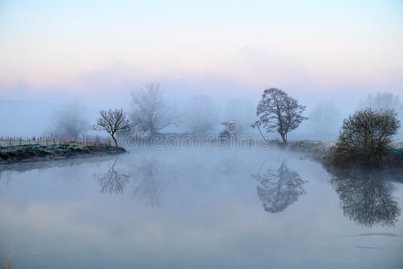 Mist on the River Avon at Sunrise Stock Photo - Image of natural ...