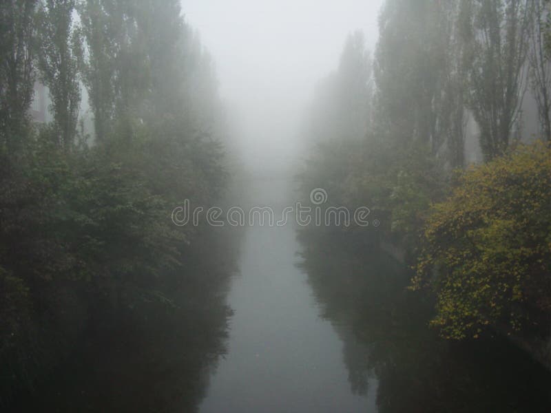 The Mist Rolls Over... - Aarhus. a Scenic View of a Calm Stream between ...