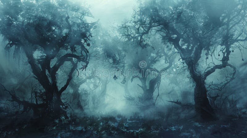 A Mist-shrouded Forest with Ethereal Light Filtering through Generated ...