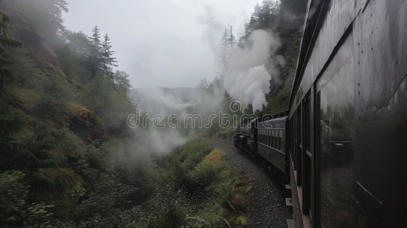 The Mist from the Waterfalls Gently Coats the Train As it Passes ...