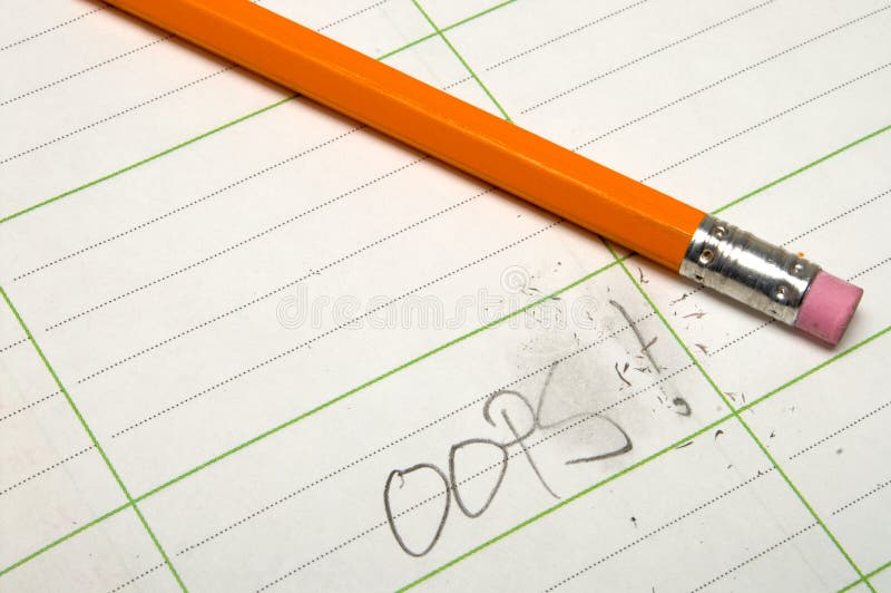 Erasing a Mistake on a Piece of Paper. Stock Photo - Image of pencil ...