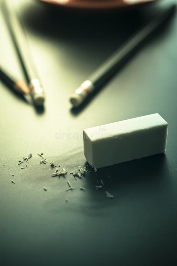 Mistake Concept, Rubber Eraser on Black Table Erase Mistake Back Stock ...