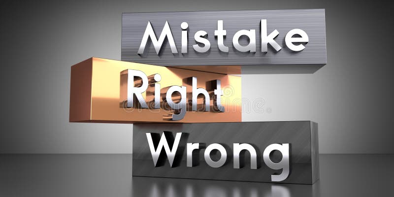 Mistake, Right, Wrong - Words on Metal Blocks Stock Illustration ...