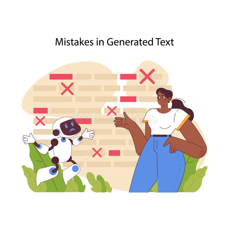 Mistakes in Generated Text Concept. Flat Vector Illustration Stock ...
