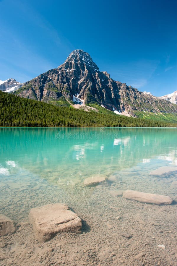 Mistaya lake panorama stock image. Image of icefield - 28645099
