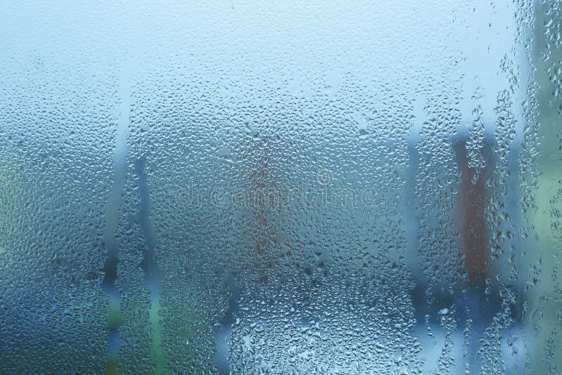 Texture of a Misted Glass with a Lot of Drops and Condensation Flows ...