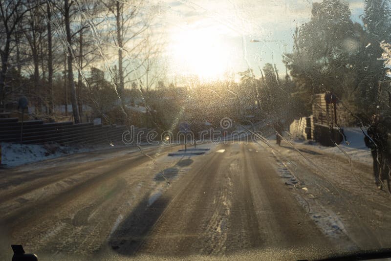 Misted and Dirty Windshield of the Car. Concept, Danger, Poor ...