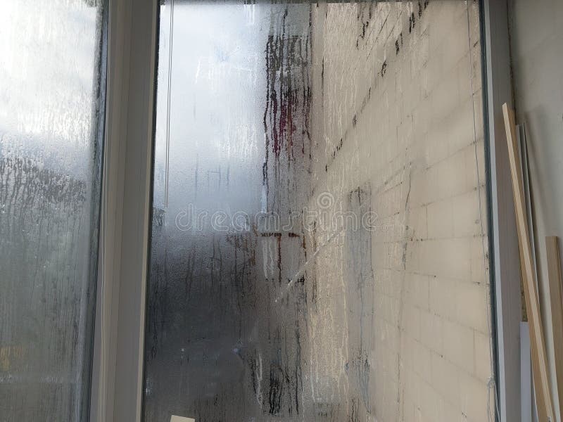 Misted Glass from the Evaporation of Moisture on the Balcony Stock ...