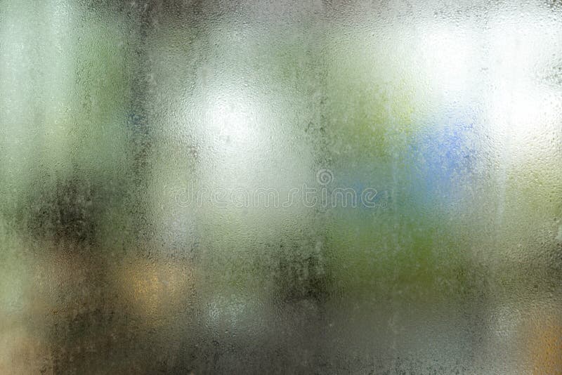 Misted Glass, Silver Rain Drops Dew Drops on Transparent Glass Window ...