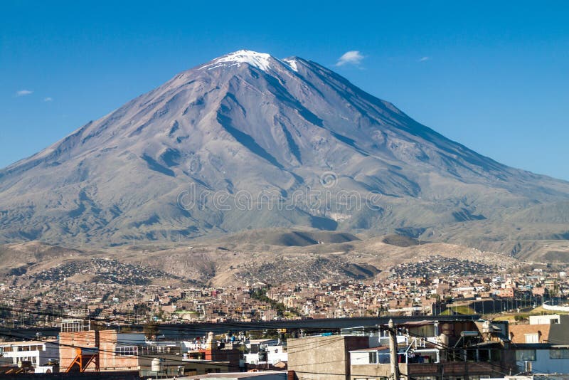 Misti Volcano Behind Arequipa Stock Image - Image of altiplano, high ...