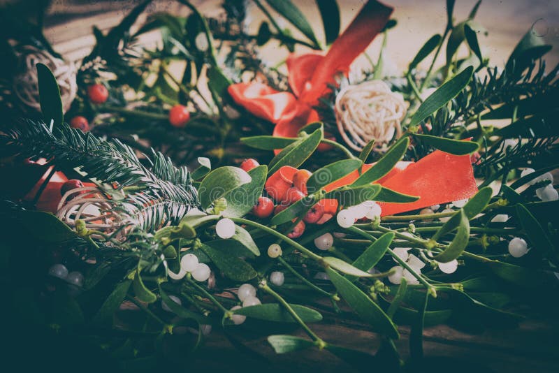 Mistletoe and American Flag. Christmas Decoration Stock Image - Image ...