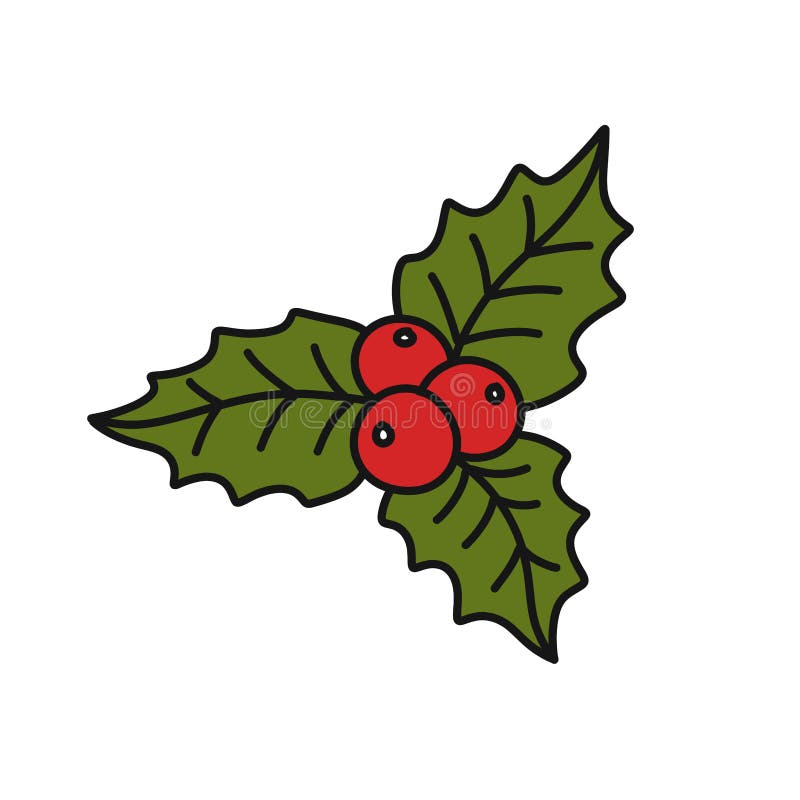 Mistletoe Doodle Icon, Vector Illustration Stock Illustration ...