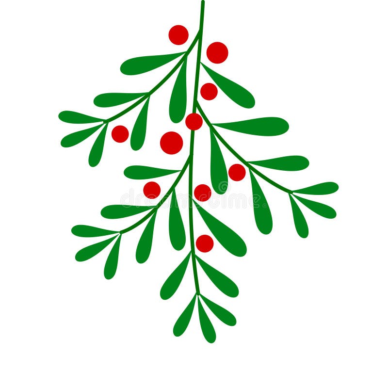 Mistletoe Plant Hanging Decoration with Red Berries Stock Vector ...
