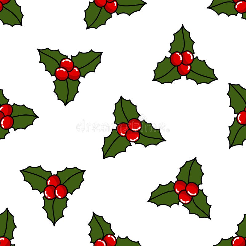 Mistletoe Seamless Doodle Pattern Stock Illustration - Illustration of ...