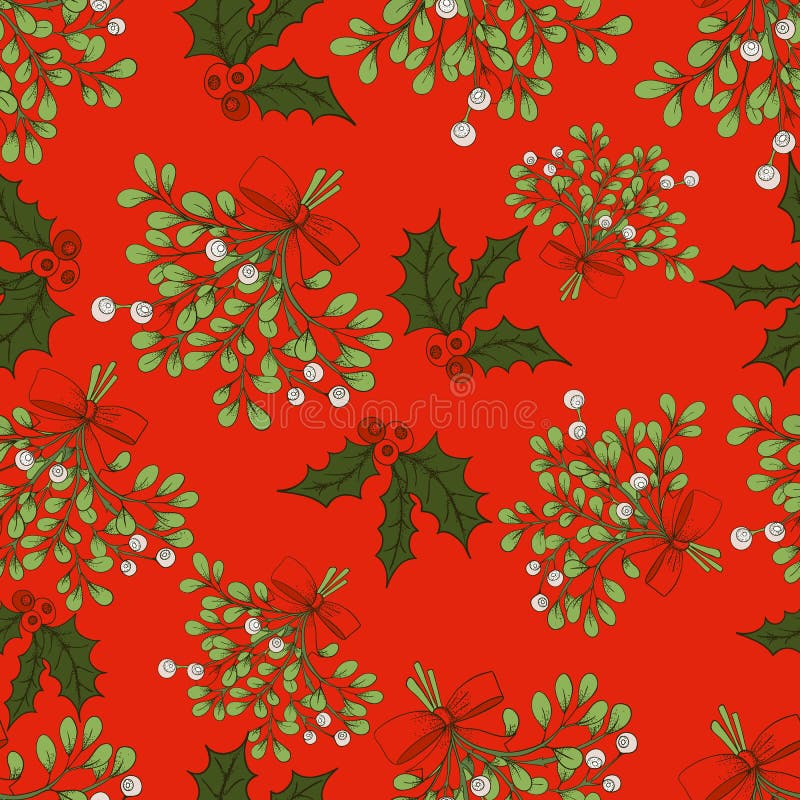 Mistletoe seamless pattern stock vector. Illustration of doodle - 79163787