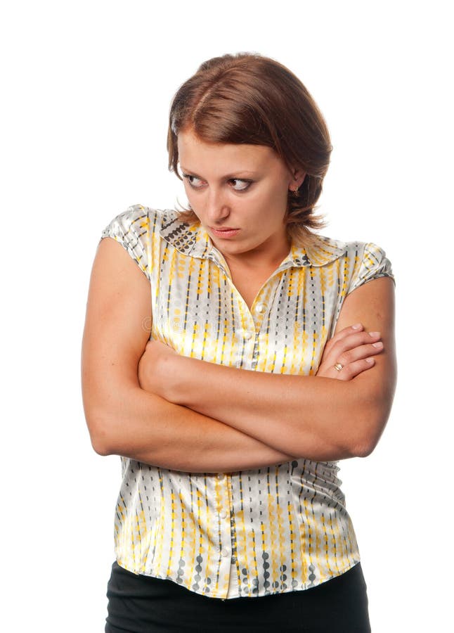 Mistrustful Girl. Offended Young Woman Stock Photo - Image of pretty ...