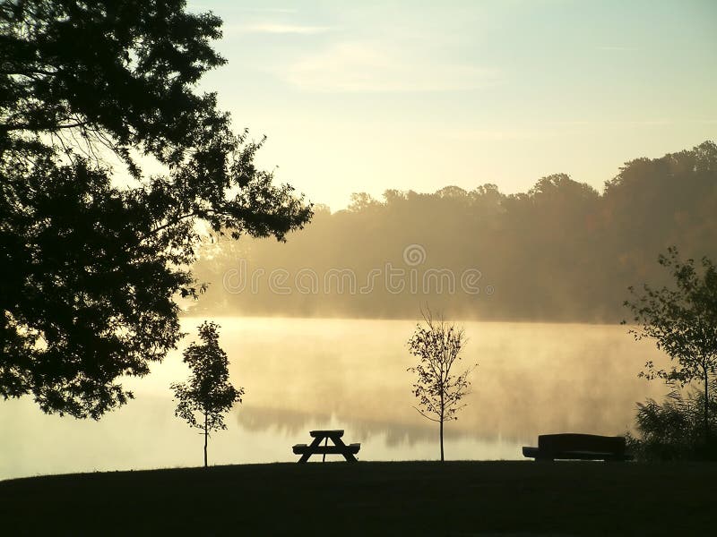 Misty autumn morning stock photo. Image of stillness, trees - 20554