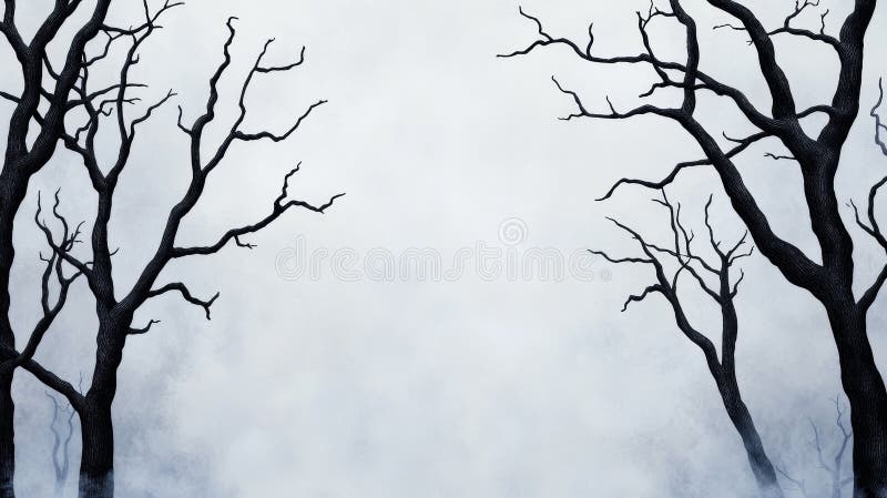 Misty Bare Trees Landscape Foggy Scene Barren Trees Winter Landscape ...