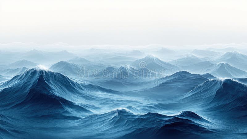 Misty Blue Mountain Range Digital Art Stock Photo - Image of ...