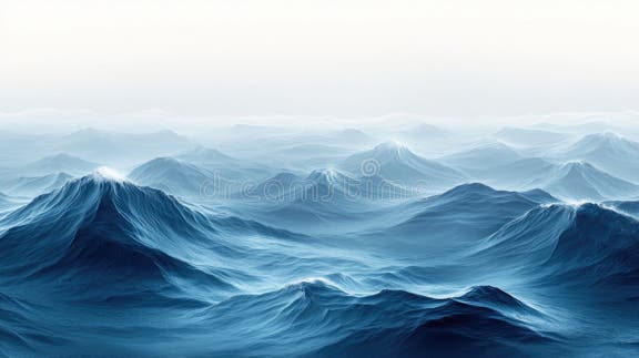 Misty Blue Mountain Range Digital Art Stock Photo - Image of ...