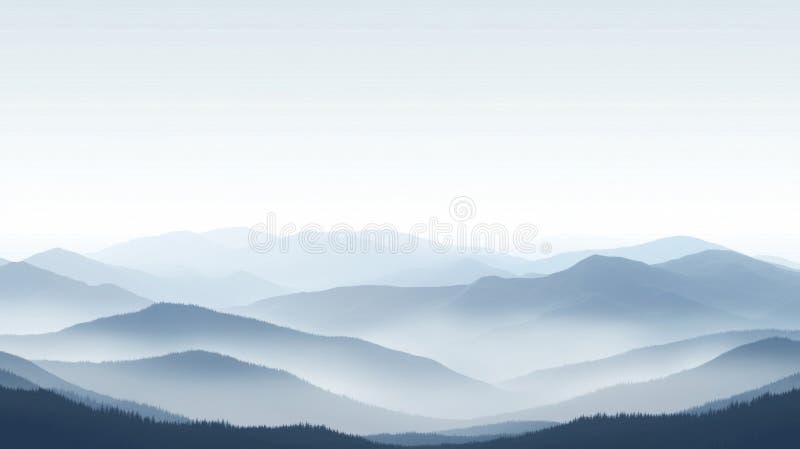 Misty Blue Mountain Range Landscape Stock Illustration - Illustration ...