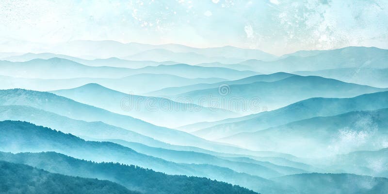 Misty Blue Mountains Stretching into the Distance Stock Illustration ...
