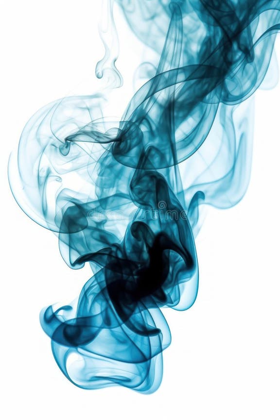Misty Blue Smoke on Transparent White Background for Creative Design ...