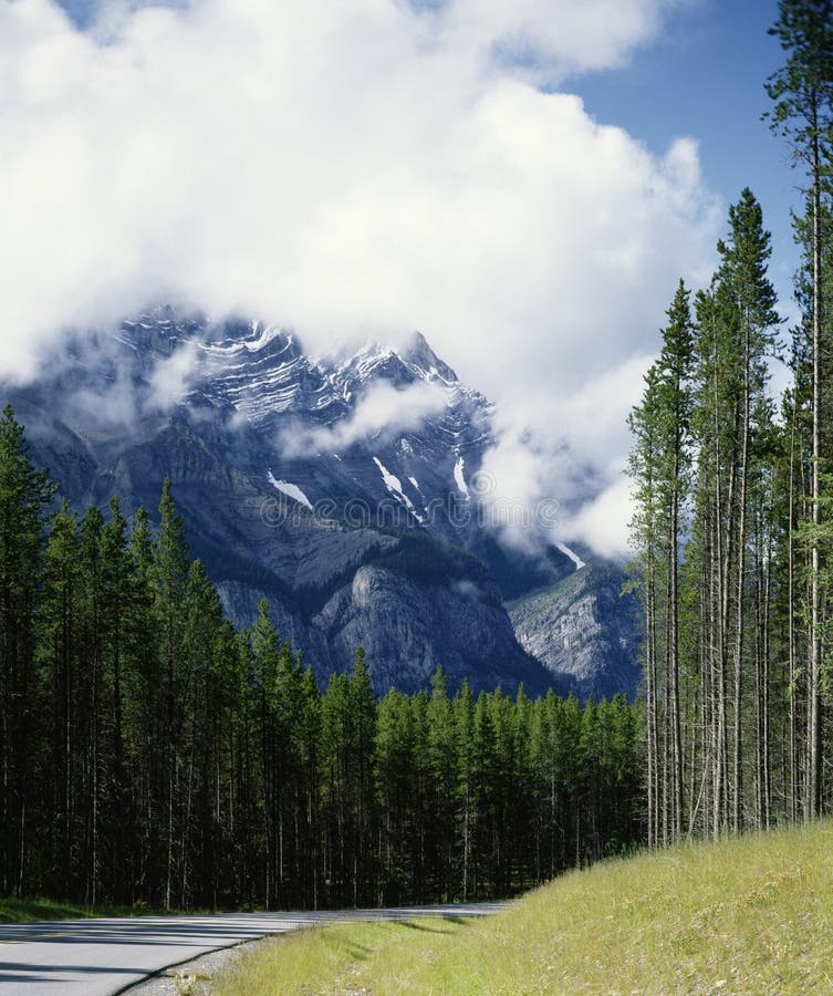 Misty Cascade Mountain Scene Banff Alberta Canada Stock Image - Image ...