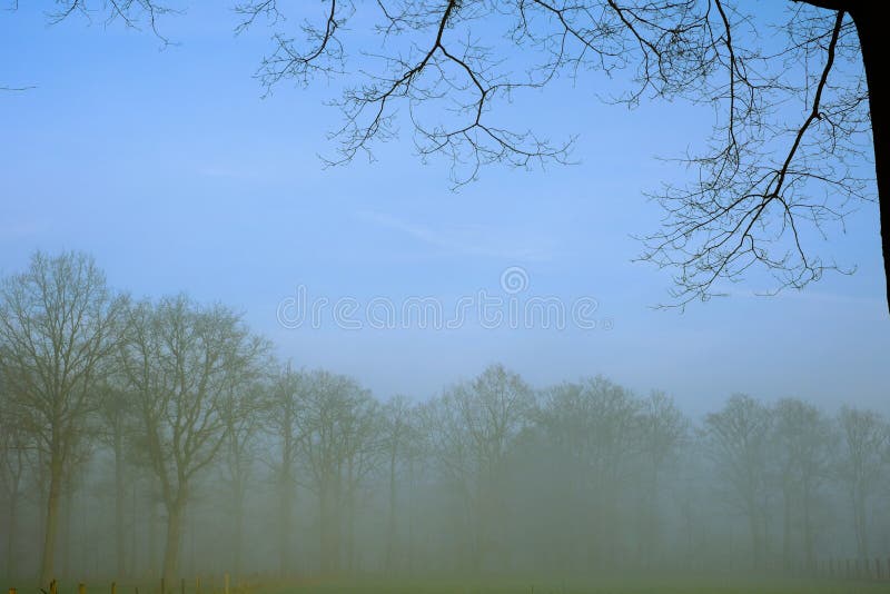 Misty countryside sunrise stock photo. Image of landscape - 152945506